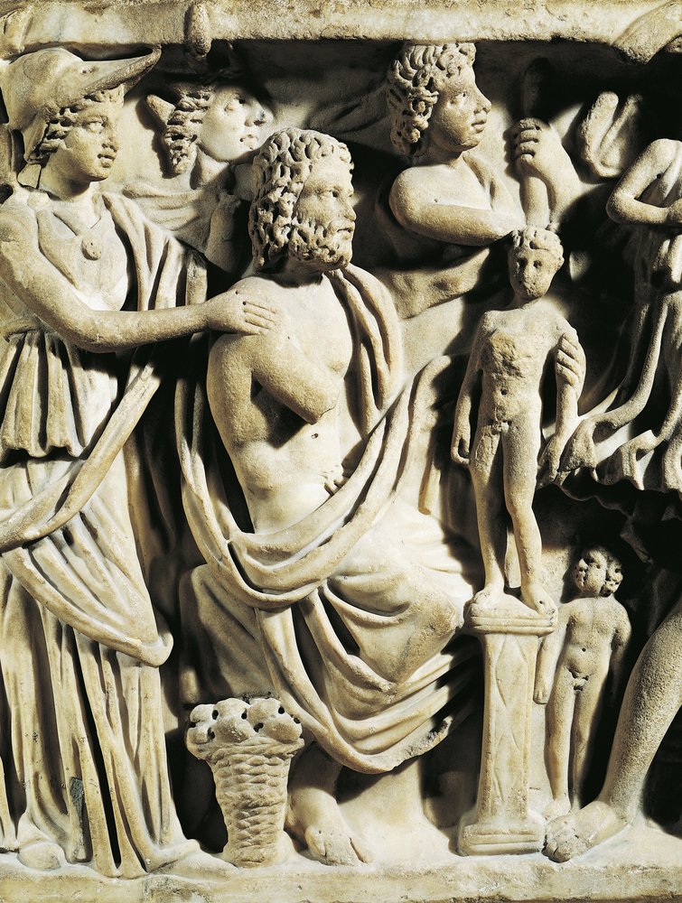 Marmorsarkophag, Relief, das den Prometheus-Mythos darstellt (Detail)