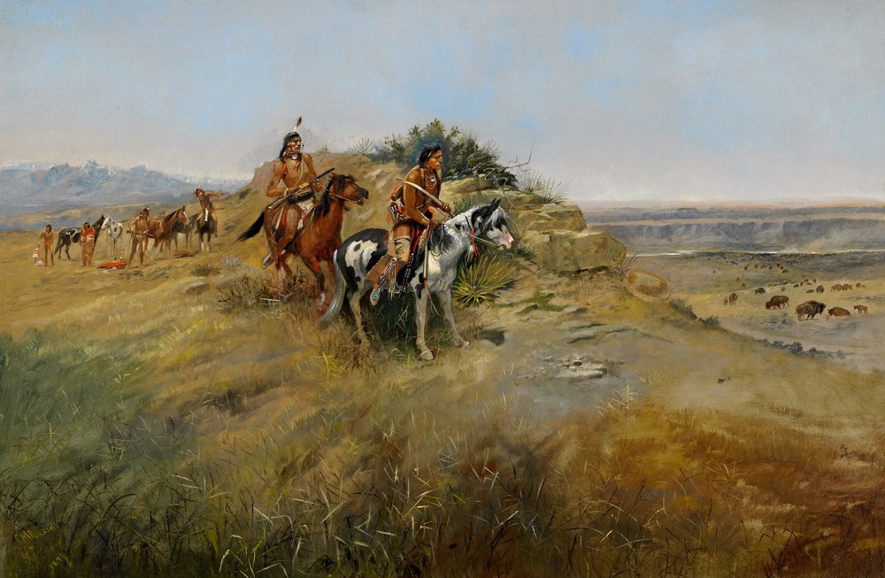 Büffeljagd, 1891 von Charles Marion Russell: Kunstdruck