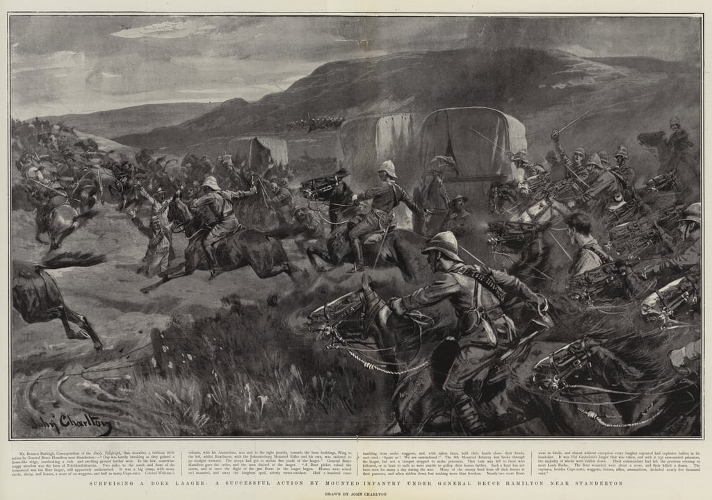 Überraschend eine Boer Laager, eine erfolgreiche Aktion von berittener ...