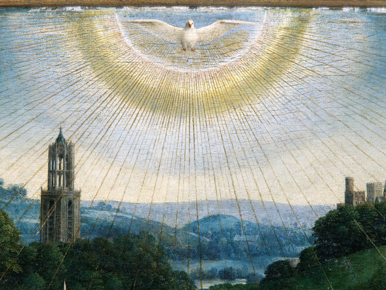 Detail aus der Anbetung des mystischen Lammes, vom Genter Altar