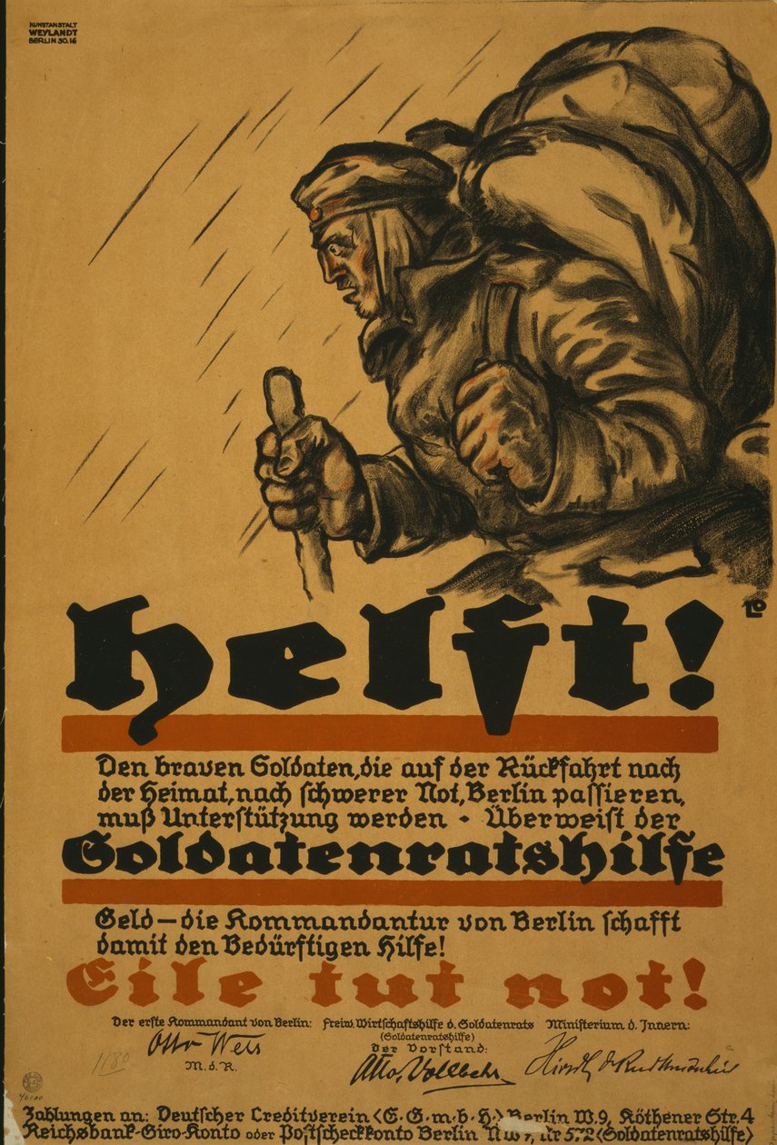 Hilfe!, 1918 von Louis Oppenheim: hochwertiger Kunstdruck