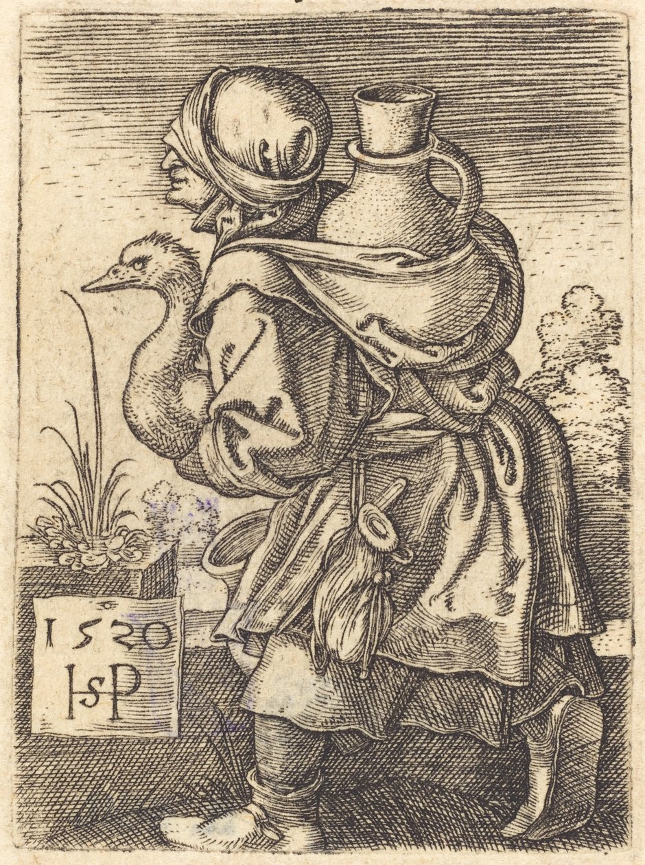 Bäuerin auf dem Weg zum Markt von Sebald Beham: Kunstdruck
