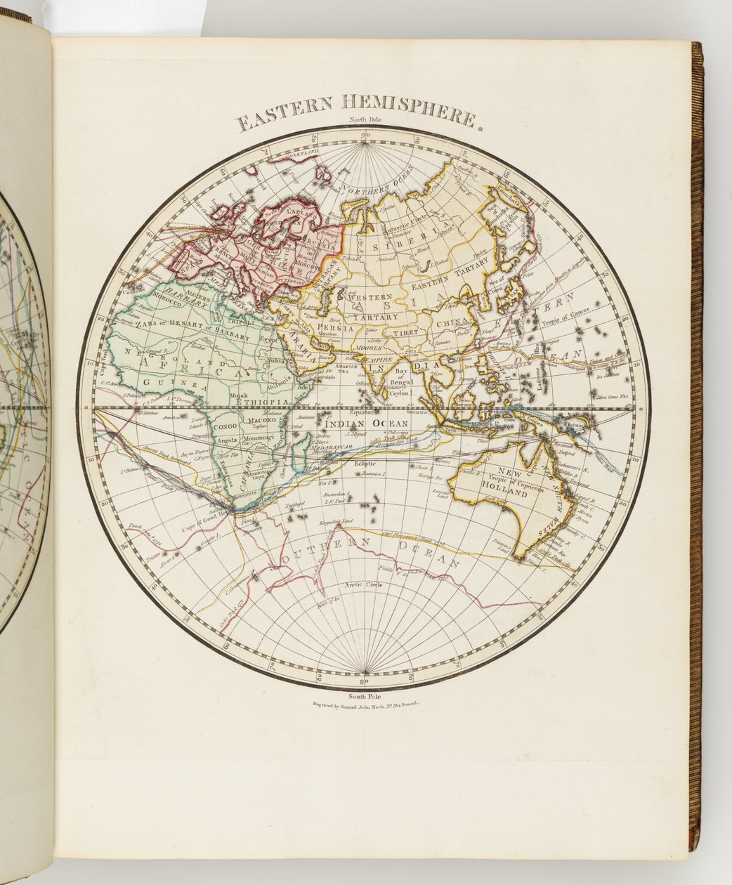 Karte der östlichen Hemisphäre, Illustration aus 'A journal of a voyage ...