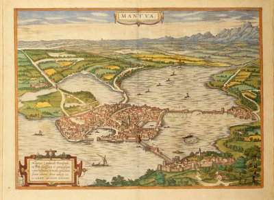 Karte von Mantua aus Civitates Orbis Terrarum von Georg Braun