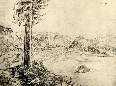 Die Donau wirbelt in Grein von Wolf Huber: Kunstdruck